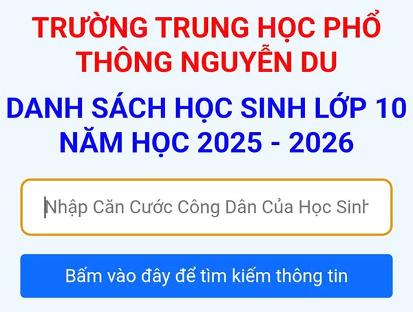 DANH SÁCH HỌC SINH LỚP 10 NĂM HỌC 2025 - 2026 | Trường THPT Nguyễn Du